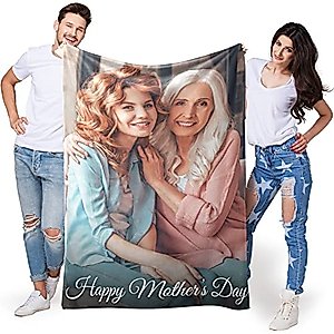 EastArts Happy Mothers Day Throw Blanket Customized Using Your Own Photos, Personalized Gifts for Mom from Daughter Son Kids, Custom Blanket with Picture for Grandma as Mom Gifts Present and Souvenir