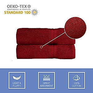 BHT Towels - 100% Cotton Thick & Large 600 GSM Hand Towel - Genuine Ringspun, Luxury Hotel & Spa Quality (Set of 4 Hand Towels, Burgundy)
