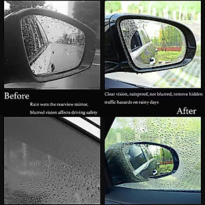2 PCS Rearview Mirror Anti Fog Rainproof Film Door Rearview Waterproof Wing Anti Glare Film Side Mirror Nano Coating HD Waterproof PET for Safe Driving - (95 * 135mm-Oval)