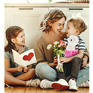 DolliBu Happy Mother's Day Super Soft Plush Sparkle Pink Llama Figure - Cute Stuffed Animal with Pink Heart Message for Best Mommy, Grandma, Wife, Daughter - 11.5" Inch