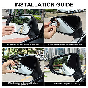 LivTee Blind Spot Car Mirror, HD Glass Frameless Convex Side Mirror Blindspot, Wide Angle Rear View Car Mirrors for Cars SUV Trucks and RVs - Car Accessories