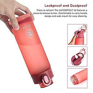 Diller Water Bottle with Straw - 18 oz BPA Free Sport Water Bottle with Flip-Flop Lid (Pink)