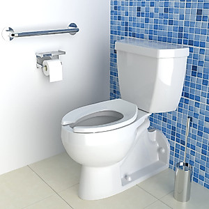 Commercial Heavy Duty Open Front Toilet Seat Without Cover, Thickened Material, Never Loosen, ELONGATED, White (18.5”), 1-Pack