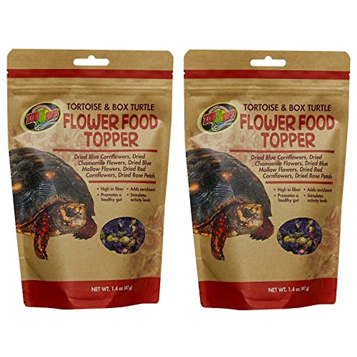 Zoo Med Tortoise & Box Turtle Flower Food Topper 1.4 oz - Pack of 2