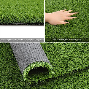 SHACOS Artificial Grass Rug 3x5 Feet 1.2 inch Outdoor Fake Grass Turf Mat Turf Grass Rugs with Drainage Holes Grass Carpet for Dogs Gym Patio Yard Balcony Landscape Lawn Deck Decor