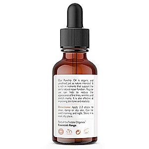 Teddie Organics Rosehip Seed Oil for Face, Hair and Skin 1oz, Pure Rose Hip Oil (Works as a Carrier and Facial Oil)