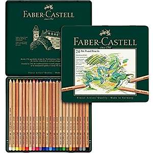Faber-Castel FC112124 Pitt Pastel Pencils in A Metal Tin (24 Pack), Assorted