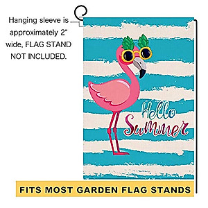 Hello Summer Funny Flamingo Small Garden Flag Vertical Double Sided Burlap Yard Outdoor Decor 12.5 x 18 Inches (152543)