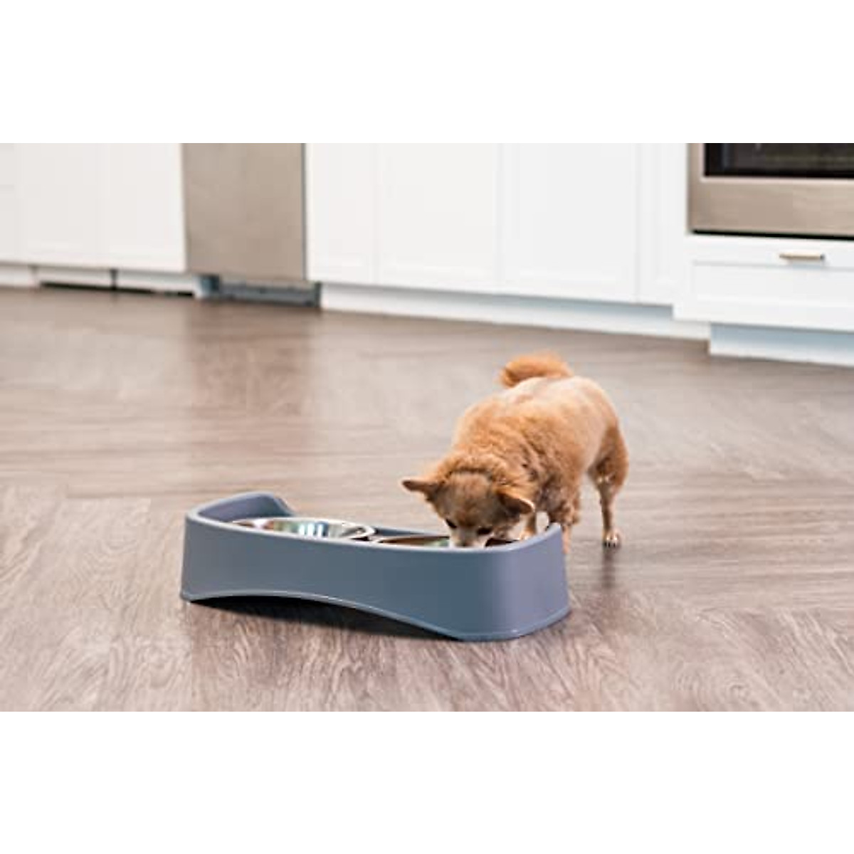 IRIS USA Large Elevated Pet Feeder with Attachable Legs and 2 Stainless Steel Bowls, For Small to Large Dogs Cats with 2 Quart Bowls and 12"H Legs Raised Pet Feeding Station, Dark Gray