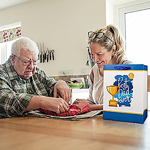 FaCraft Fathers Day Gift Bags with Tissue Paper,13" Large Gift Bag Handle,Best Dad Ever Paper Gift Bag for Husband from Wife,Gift Bag for Father's Day Bithday Anniversary Christmas