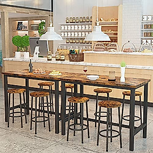 AWQM Bar Table and Chairs Set Industrial Counter Height Pub Table with 4 Chairs Bar Table Set 5 Pieces Dining Table Set Home Kitchen Breakfast Table, Rustic Brown