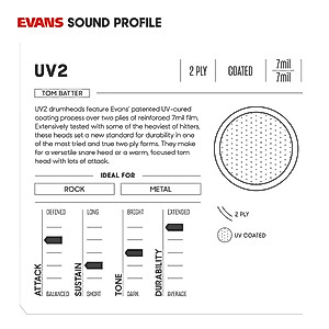 Evans Drum Heads - UV2 Coated Tom Drumhead, 14 Inch