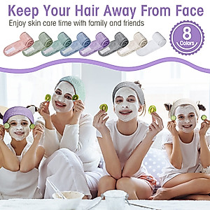 Geosar 40 Pcs Spa Headbands Bulk Spa Facial Headbands Adjustable Face Washing Headband Head Wrap Makeup Hair Wrap Double Layer Coral Fleece Hair Band for Bath Shower Sports Yoga