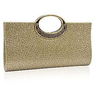 Labair Women Rhinestone Clutch Purse Handbag Crystal Evening Bag Wedding Party Prom Purse,Gold, Small.