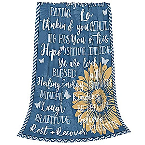 Kuphsod Inspirational Throw Blanket Flannel Fleece Super Soft Lightweight Cozy Sympathy Prayer Throw Blanket Healing Message Get Well Soon Gifts for Women Men Or Patient 50"X40"(Navy Blue)