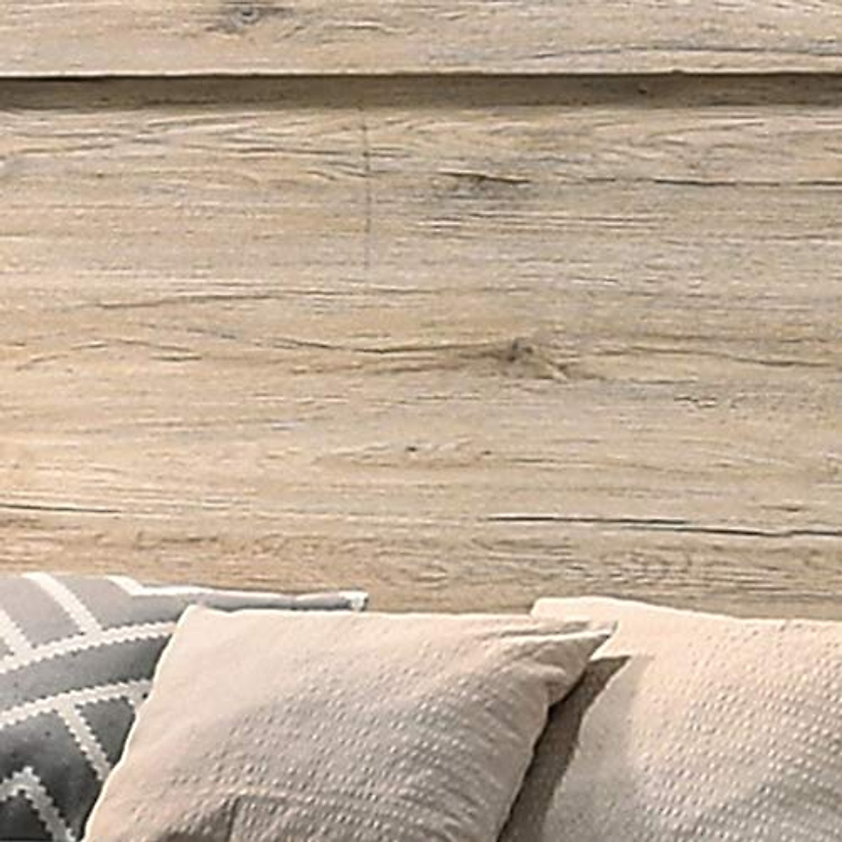 Benjara Wooden Eastern King Bed with Grains and Knots, Brown