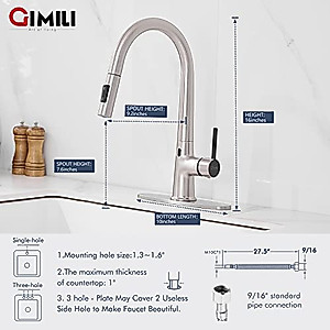 GIMILI Touchless Kitchen Faucet with Pull Down Sprayer, High Arc Single Handle Motion Sensor Smart Activated Hands-Free Kitchen Sink Faucet, Brushed Nickel