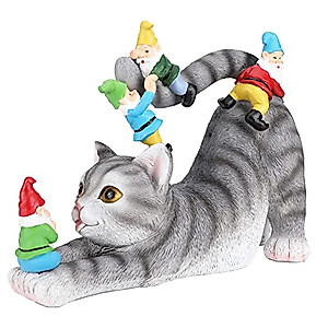 Ovewios Garden Gnome Statue Outdoor Decor - Cat Garden Gnome Statues Yard Art for Home Indoor Outdoor Patio Lawn Cat Gifts