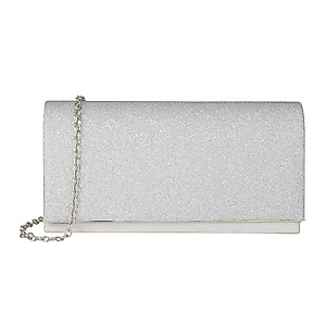 ZHANNI Evening Bag Clutch Purses for Women Ladies Sparkling Party Handbag Wedding Bag Prom Clutch(Silver)