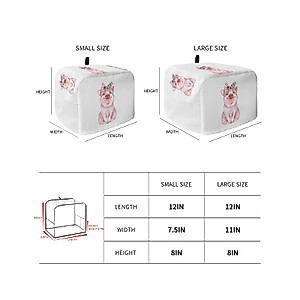 Toaster Covers 4 Slice Pink Piggy Floral Wreath Bread Maker Cover Little Cute Animal Funny Pet Kitchen Bakeware Protecto Fingerprint Protection Small Kitchen Appliance Dust Covers Large