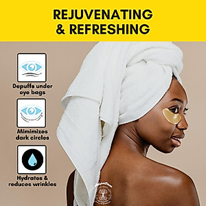 Under Eye Patches & Masks (18 Pairs) - All Natural Anti Aging Treatment for Bags, Puffiness, Wrinkles, & Dark Circles - 24K Gold, Collagen, Hyaluronic Acid, Hydrogel - Formulated in San Francisco