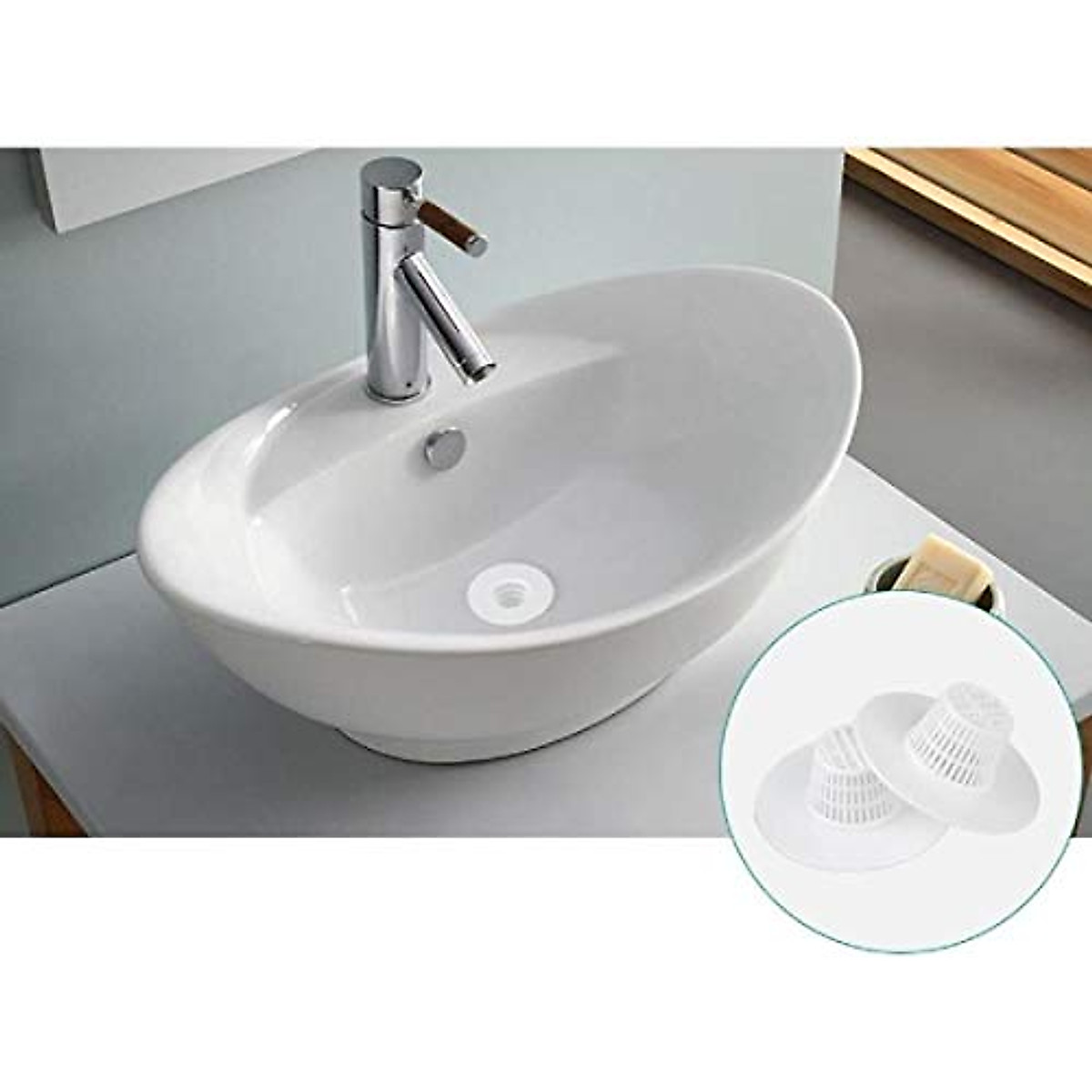 Bathroom Plastic Drain Hair Stopper Strainers Sink Drainer Filter Net White Sink Strainers Rubber Shower Traps Floor Shower Drain Covers Basin Filters Silicone Filters For Kitchen 1 Pack of 8 (White)