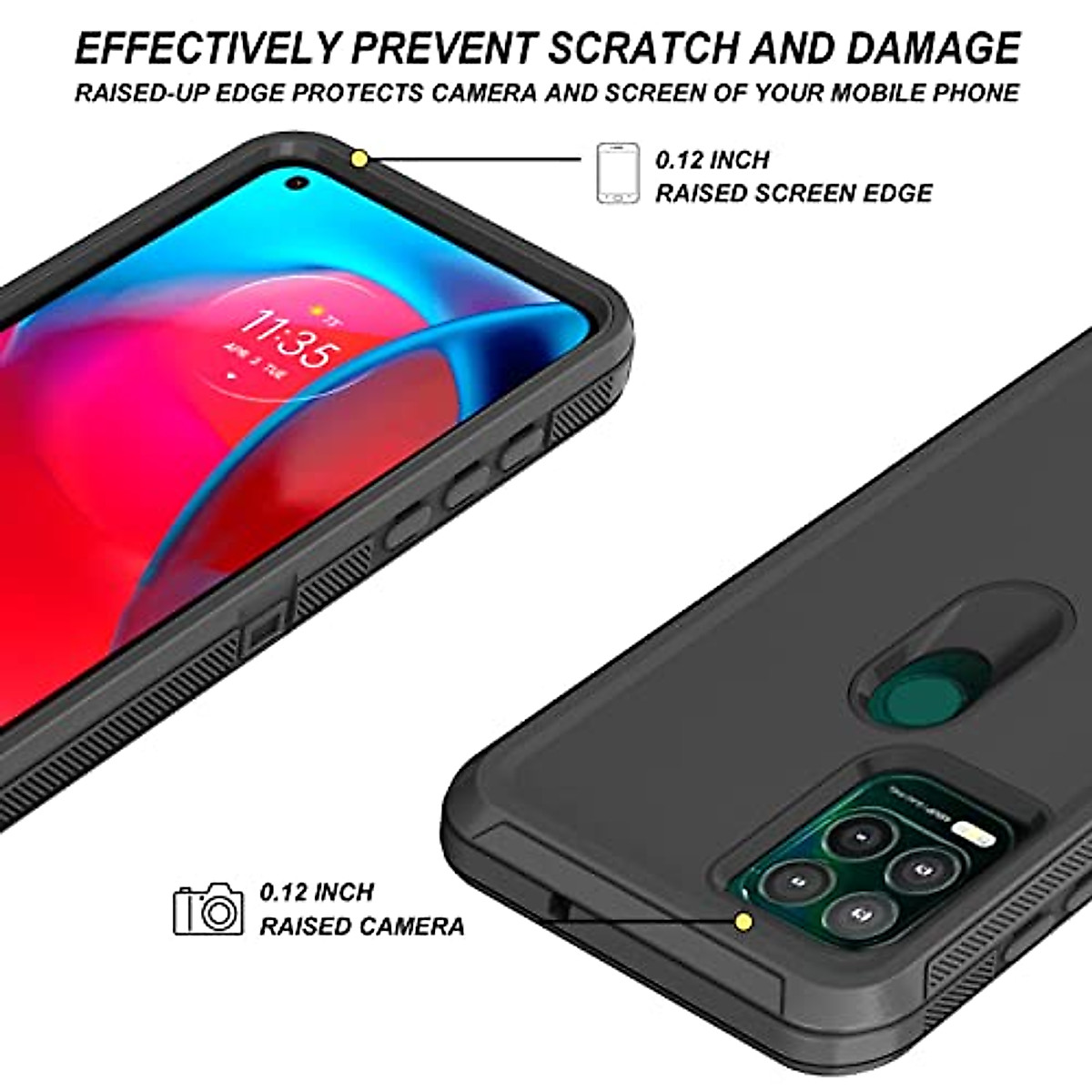 ONOLA Compatible with Moto G Stylus 5G 2021 Case with HD Screen Protector [ Not for G Stylus 5G 2022/ 4G 2021 ]Heavy Duty 3 in 1 for Motorola Moto G Stylus 5G 2021(Black, G Stylus 5G)