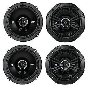 Kicker D-Series 5.25 Inch 200W Max Power Steel 2 Way 4-Ohm Coaxial Automobile Vehicle Audio Speakers for Car Doors, Black, 4 Pack