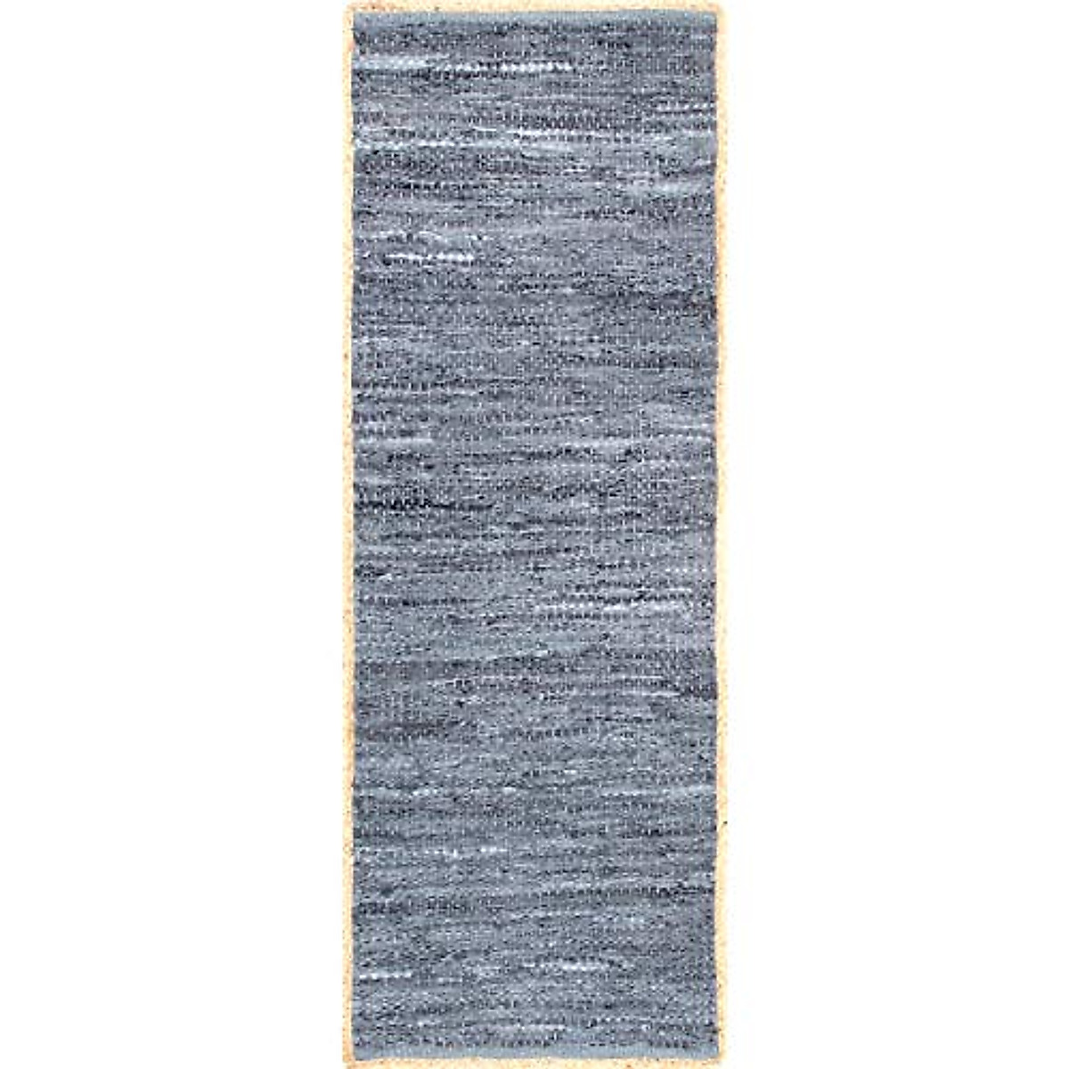 nuLOOM Koda Solid Leather Flatweave Runner Rug, 2' x 6', Blue