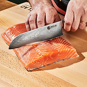 HexClad Santoku Knife, 7-Inch Japanese Damascus Stainless Steel Blade, Pakkawood Handle