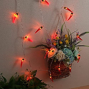 OSALADI 3m 20 LEDs Chili String Light LEDs Battery Powered Decorations for Patio Fence Deck Balcony Camping (Red)