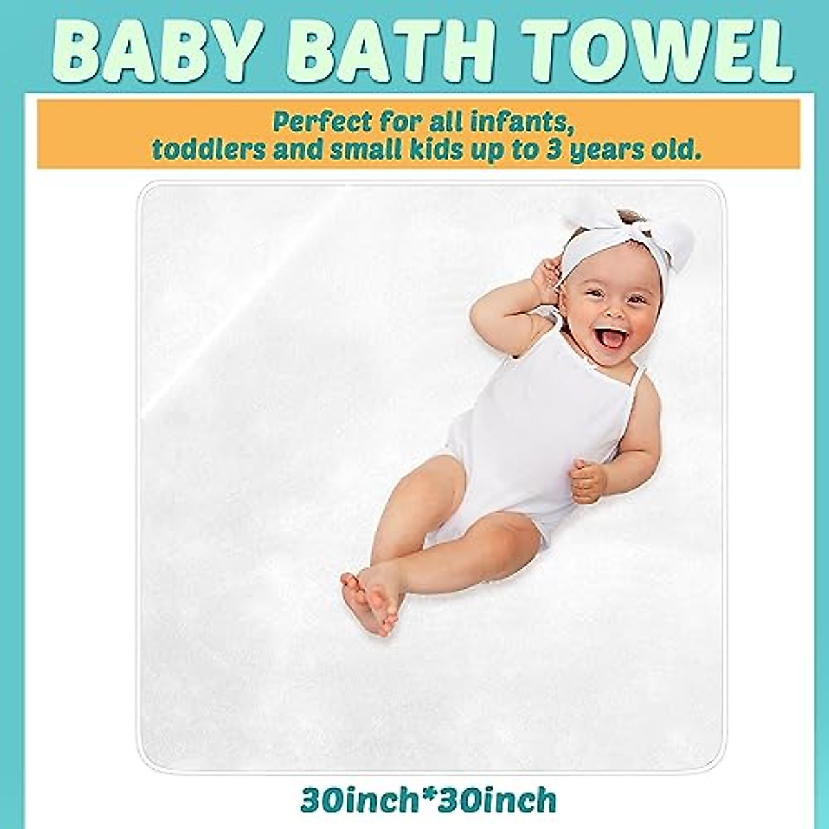 6 Pack Baby Bath Towel, Coral Fleece Soft Absorbent Newborn Hooded Towel for Kids, 30 x 30 Inch Hooded Baby Toddler Bath Blanket Towel for Babies Toddler Infant Shower Gift Supplies (Gray/Beige/Blue)