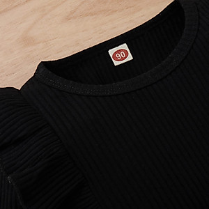 GOOCHEER Toddler Baby Girl Clothes Long Sleeves Top + Skirt Set Kids Toddler Girl Spring Fall Winter Outfit Clothing(Black Knit+Brown Plaid, 18-24 Months)