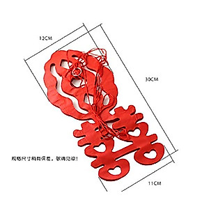 Dmeiling Chinese Traditional Wedding Decoration Supplies Red Hi Word Pull Flowers, Big Red Oil Plastic Paper 3 Meters Pull Hi, Wedding Festive Wedding Room Decoration Essential Supplies（2pcs）