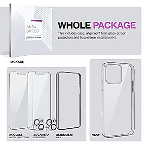 FlexGear Case for iPhone 14 Plus with 2X Tempered Glass Screen Protectors + 2X Camera Lens Protectors [Full Protection] - Crystal Clear