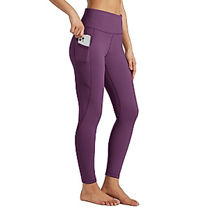 Willit Women's Fleece Lined Leggings High Waisted Winter Thermal Yoga Running Pants with Pockets Purple M
