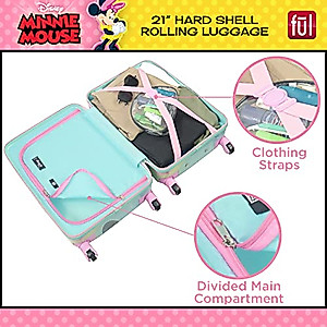 FUL Disney Minnie Mouse 21 Inch Kids Rolling Luggage, Tie Dye Hardshell Carry On Suitcase with Wheels, Multi (FCGL0030SAMEC-634)