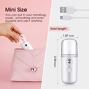 4 Pieces Nano Facial Sprayer Mini Facial Steamer Face Mist Steamer Mini Handy Mist Sprayer USB Rechargeable Nano Facial Mister for Daily Makeup (Black, Red, Blue, White)