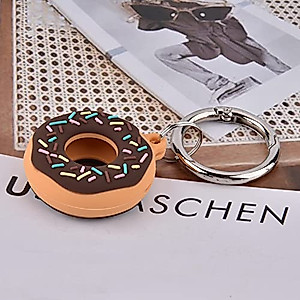 Worryfree Gadgets Case Compatible with Apple Airtag Case Holder with Key Ring Airtag Cover for Wallet, Dog Collar, Luggage, Keys etc (Silicone-Brown Donut)