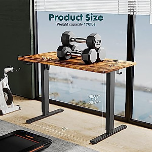SMUG Electric Standing Desk with Memory Preset, Ergonomic Height Adjustable Table with T-Shaped Metal Bracket Modern Computer Workstations for Home Office, 4024, Rustic Brown