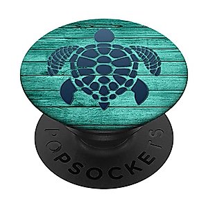 Light Dark Blue Sea Ocean Turtle On Vintage Green Mint PopSockets Swappable PopGrip