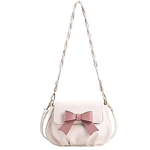PU Leather Crossbody Bags Women Bow Flap Shoulder Bags Fashion Designer Wallets Clutches Handbags Cross Shoulder Bag Satchel (pink,one size,womens)