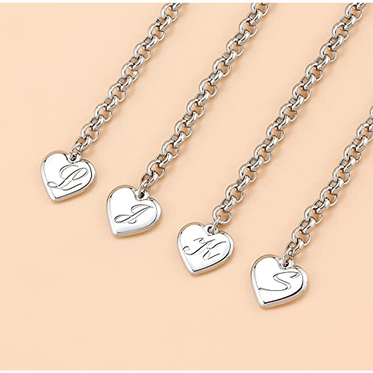 Bracelet Gift for Women Heart Initial Bracelets Stainless Steel Charm Bracelet Letter C Monogrammed Bracelets for Women