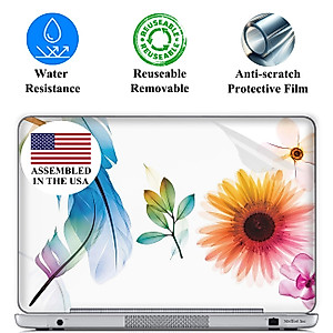 Meffort Inc 17 17.3 Inch Laptop Skin Sticker Cover Art Decal Decorative Stickers (Included 2 Wrist Pads) - Flower Leave Design