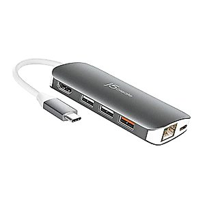 j5create USB-C 9-in-1 Multi Adapter Multi Adapter HDMI/Ethernet/USB 3.1, SD and MicroSD/PD 3.0 | 4K HDMI for MacBook | ChromeBook |USB-C Devices (JCD383)