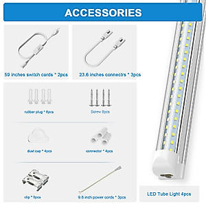 SHOPLED 3FT LED Shop Light, 30W 4000LM 5000K Daylight White, V Shape, Linkable T8 Ceiling Light Fixtures, 3 Foot LED Tube Lights for Workshop, 4 Pack