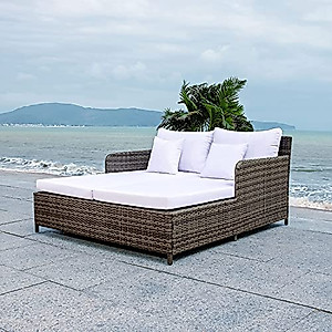 Safavieh Outdoor Collection Cadeo Grey Brown/White Cushion Daybed PAT7500C
