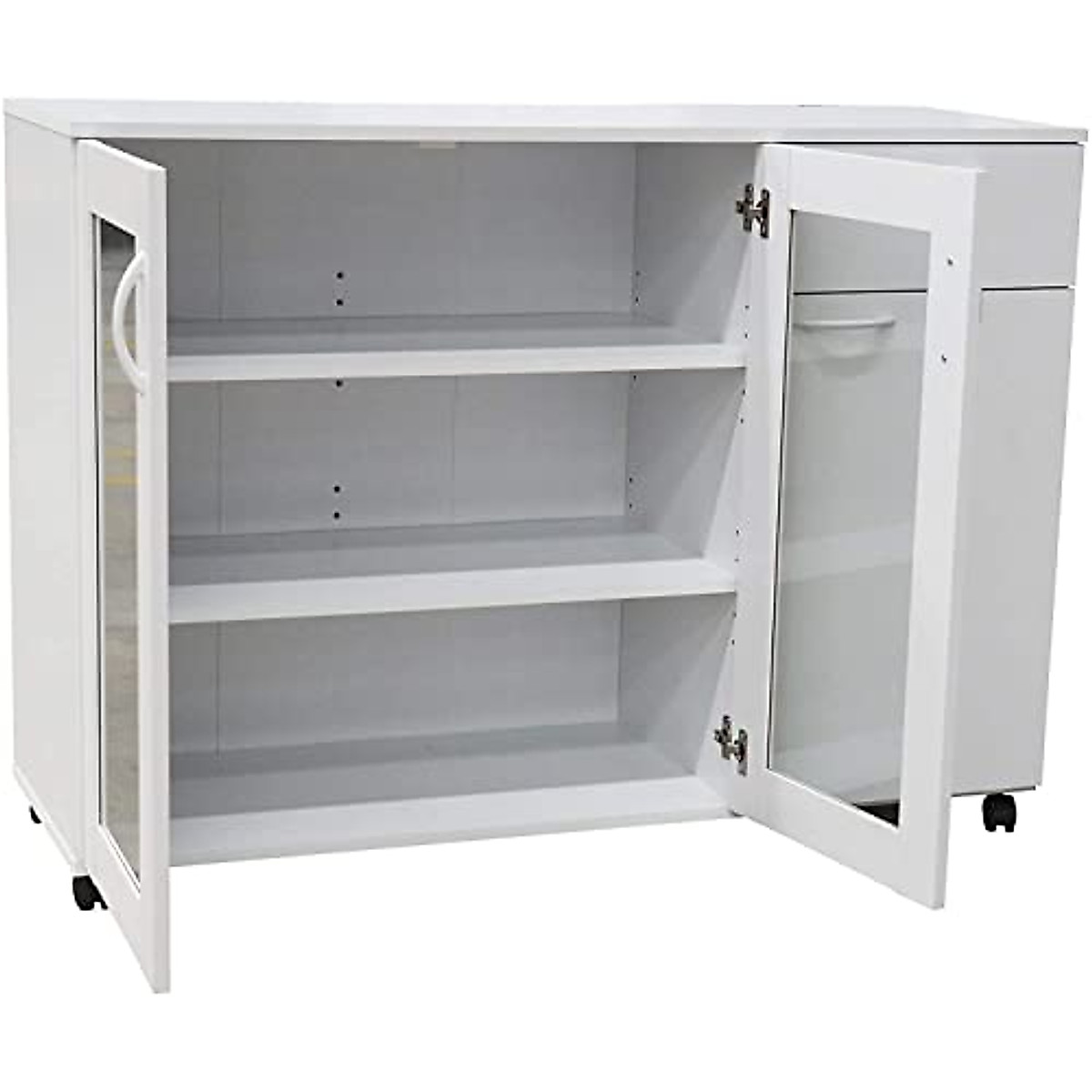 Kings Brand Furniture Buffet Server Sideboard Kitchen Storage Cabinet, White, 45.5" W x 15" D x 33" H