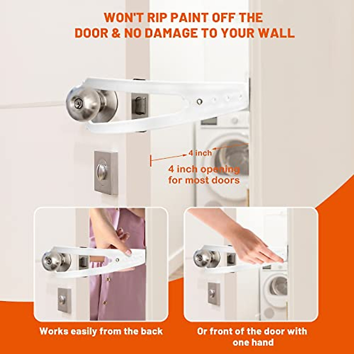 2PCS Cat Door Holder Latch - Cat Door Alternative - No Need for Baby Gate and Pet Door Installs Fast Flex Latch Strap Let's Cats in and Keeps Dogs Out of Litter & Food - Super Easy to Install (L)