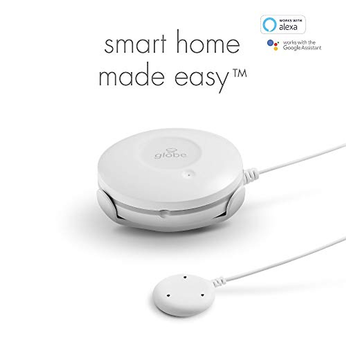 Wi-Fi Smart Water Leak Sensor, No Hub Required, Battery Operated, White,50027